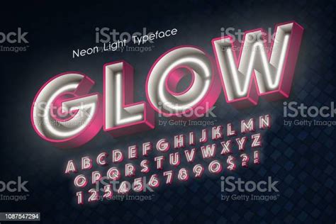 네온 빛 3d 알파벳 여분의 빛나는 글꼴 네온에 대한 스톡 벡터 아트 및 기타 이미지 네온 알파벳 문자 Istock