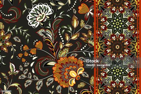 완벽 한 꽃 패턴 및 디자인에 대 한 테두리의 집합입니다 손 그리기 벡터 일러스트 레이 션입니다 꽃으로 완벽 한 배경 0명에