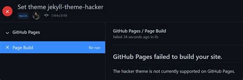 the hacker theme is not currently supported on github pages · issue