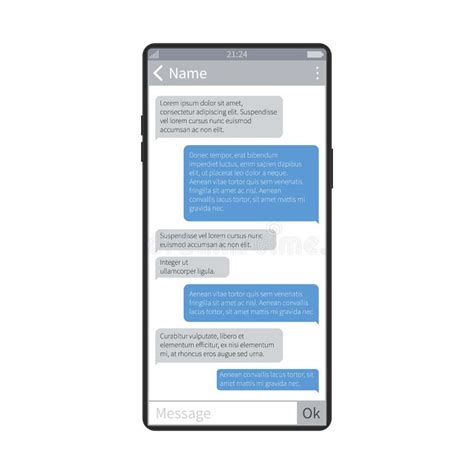 Smartphone Chat Screen Mobile Device Keyboard With Messaging App Bubbles Or Message Clouds