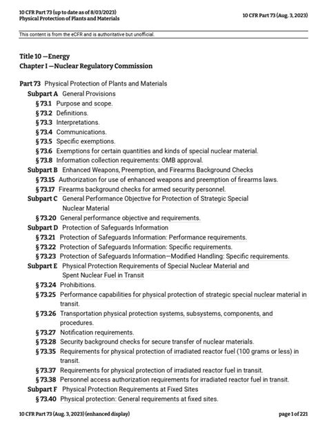 10 Cfr Part 73 Up To Date As Of 8 03 2023 Pdf National Instant Criminal Background Check 10 Cfr Part 73 Up To Date As Of 8 03 2023 Pdf National Instant Criminal Background Check