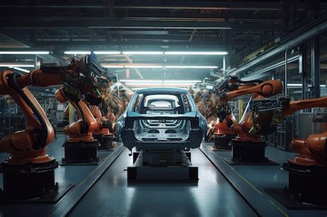 Premium Ai Image A Group Of Cobots Assembling A Car On An Assembly