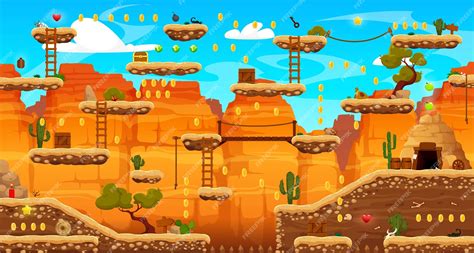 Premium Vector Arcade Game Level Map With Wild West Or Western Game