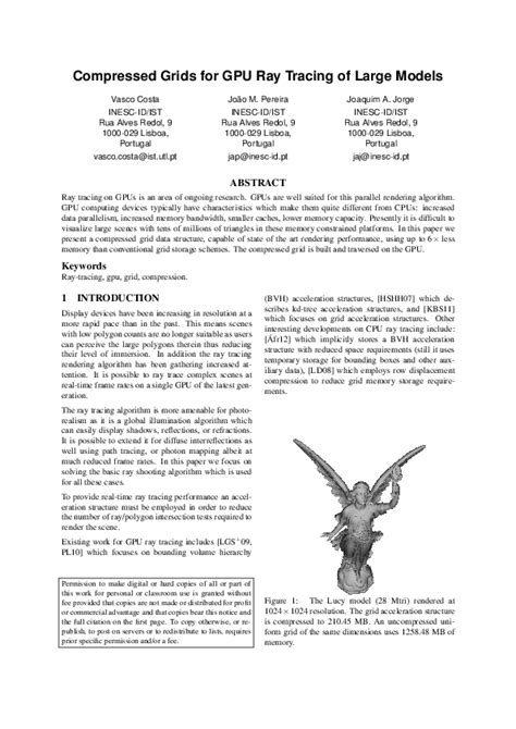 Pdf Compressed Grids For Gpu Ray Tracing Of Large Models
