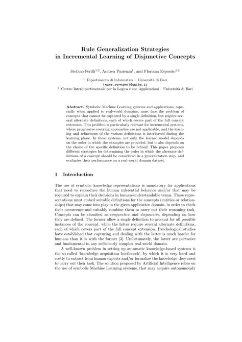 Pdf Rule Generalization Strategies In Incremental Learning Of Disjunctive Concepts