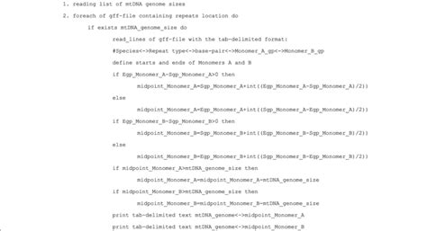 Pseudocode Of Perl Script For Calculating Midpoint Position For Each