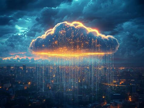 A Digital Cloud Symbolizing Modern Technology Connects Data Circuits