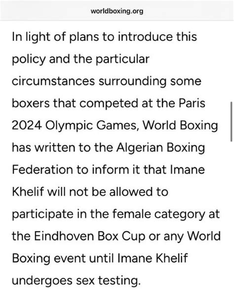 World Boxing Bars Imane Khelif Mandates Sex Testing For All Athletes Starting July 1 Deepnewz