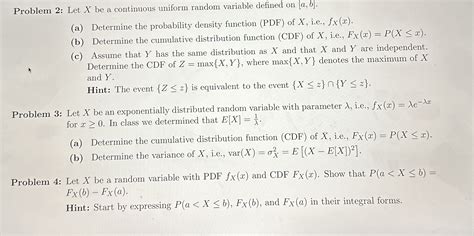 Solved Problem 2 Let X ﻿be A Continuous Uniform Random