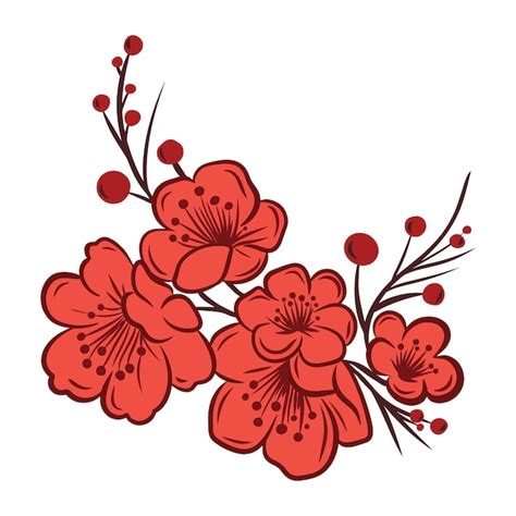 Premium Vector Asian Sakura Cherry Blossom Branch Minimalist Simple
