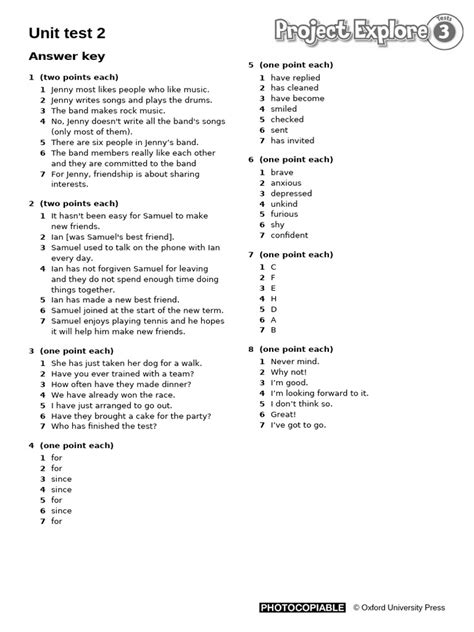 prex 3 unit 2 test key audioscript pdf