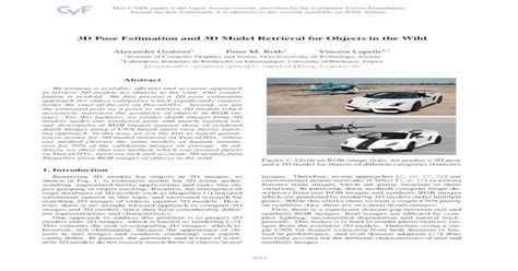 3d Pose Estimation And 3d Model Retrieval For Objects In · 3d Pose