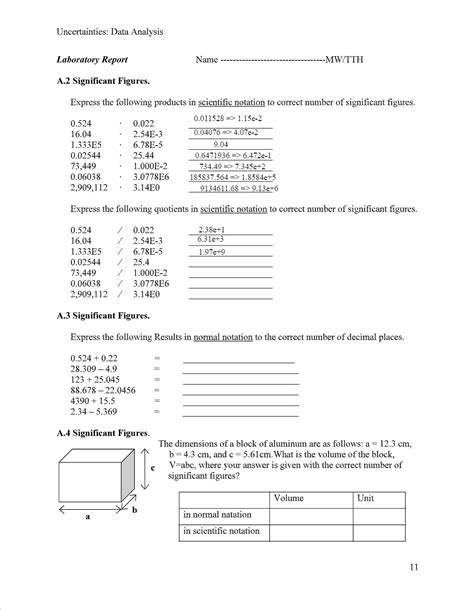 Solved Uncertainties Data Analysis Laboratory Report Name Chegg