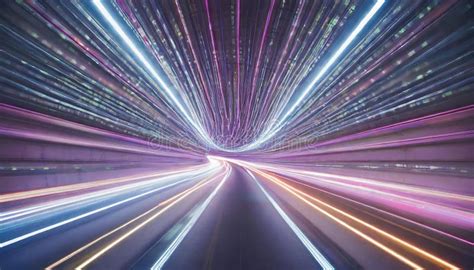 Mesmerizing Neon Lights Speed Tunnel Background Showcasing Vivid Ai Generated Visuals Dynamic