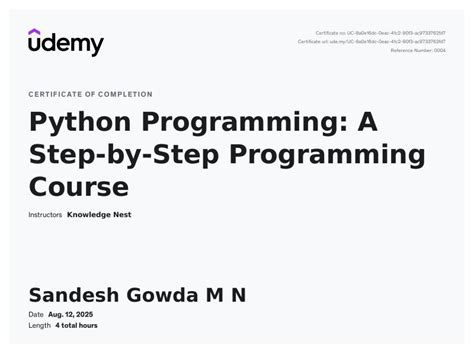 Completed Python Programming Course On Udemy Sandesh Gowda Posted On The Topic Linkedin