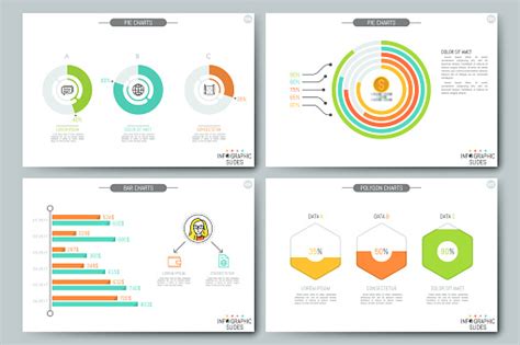 간단한 인포그래픽 브로셔 템플릿 개인 소득 다이어그램 원형 다각형 및 막대형 차트 요소가 있는 페이지입니다 통계 데이터 시각화 개념입니다 인포그래픽에 대한 스톡 벡터 아트