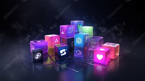 免費探索具有3d扭曲的最新社交媒體應用程序ppt背景下載 Slidesdocs