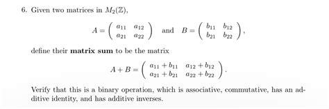 solved given two matrices in m2 z a [a11 a12] [a21 a22]