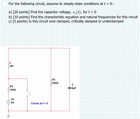 Solved For The Following Circuit Assume Dc Steady State Chegg