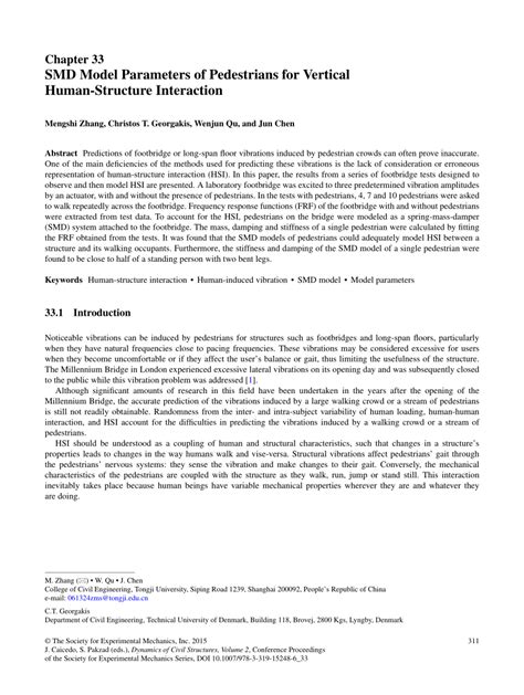 Pdf Smd Model Parameters Of Pedestrians For Vertical Human Structure Interaction
