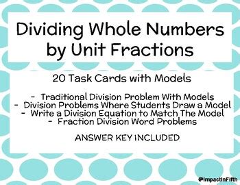 Dividing Whole Numbers By A Unit Fraction Task Cards By Ashley Kemper