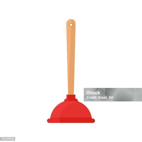 화장실 플런저 아이콘입니다 가사 용품 싱크대와 하 수구 파이프 위생 도구 흰색 배경에 고립 된 평면 벡터 그림 가사 집안일에 대한 스톡 벡터 아트 및 기타 이미지 Istock