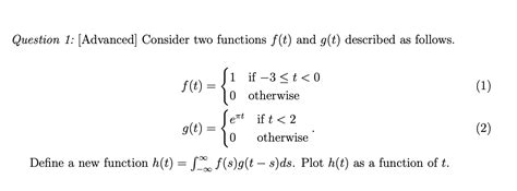 Solved Question 1 [advanced] Consider Two Functions F T