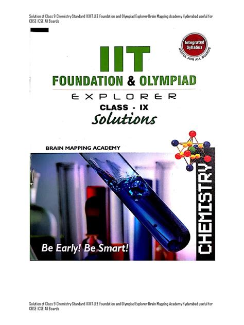 Solution Of Class 9 Chemistry Standard Ix Iit Jee Foundation And Olympiad Explorer Brain Mapping