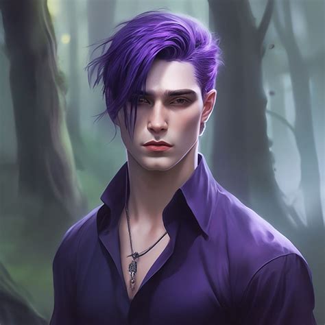 «Парень с темно фиолетовым волосами … — создано в Шедевруме