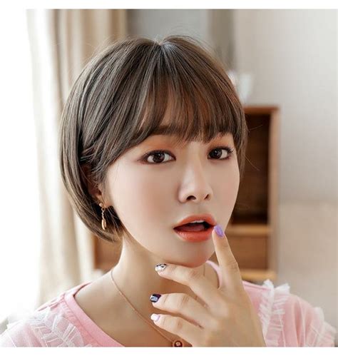 여성 앞머리 숏컷 단발 통가발 자연스러운 짧은머리 가발 티몬