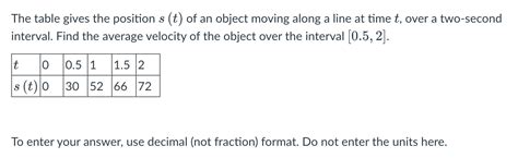 Solved The Table Gives The Position S T Of An Object Moving