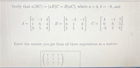 Solved Verify That A BC AB C B AC Where A B And Chegg