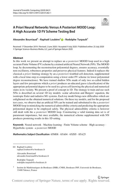 A Priori Neural Networks Versus A Posteriori Mood Loop A High Accurate 1d Fv Scheme Testing Bed