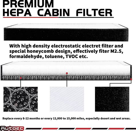 autoec tesla model 3 model y air filter hepa 2 pack cabin air filter