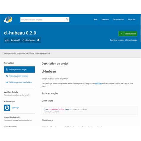 Module Python Cl Hubeau Datagouvfr