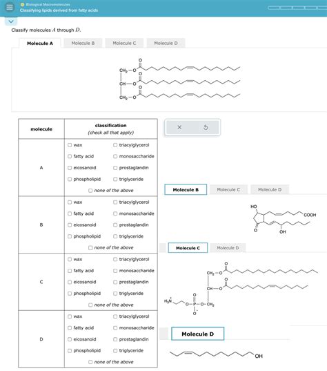 solved classify molecules a through d molecule a
