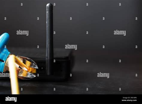 Cutting And Disconnecting The Network Internet Connection With Cutting