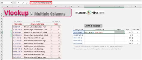 Excel Vlookup Multiple Columns Myexcelonline