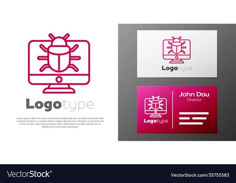 Logotype Line System Bug On Monitor Icon Isolated Vector Image
