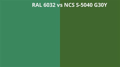 Ral 6032 Vs Ncs S 5040 G30y Ral Colour Chart Uk