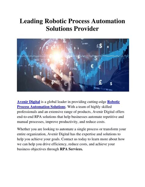 Ppt Leading Robotic Process Automation Solutions Provider Avenir Digital Powerpoint