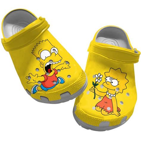 Bart Simpsons And Cute Lisa Simpson Yellow Crocs For Adults
