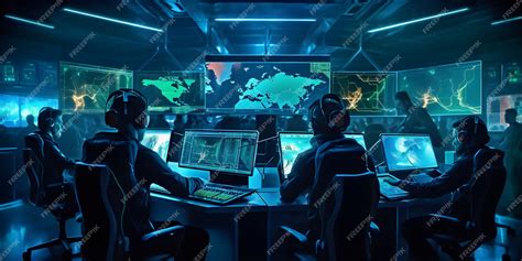 Premium Ai Image A Team Of Cybersecurity Experts In A Control Room Analyzing Data On Multiple