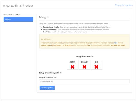 Email Configuration Member Owl