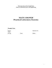 Tensile Test Lab Babe Sheet The University Of New South Wales Babe Of Materials Science