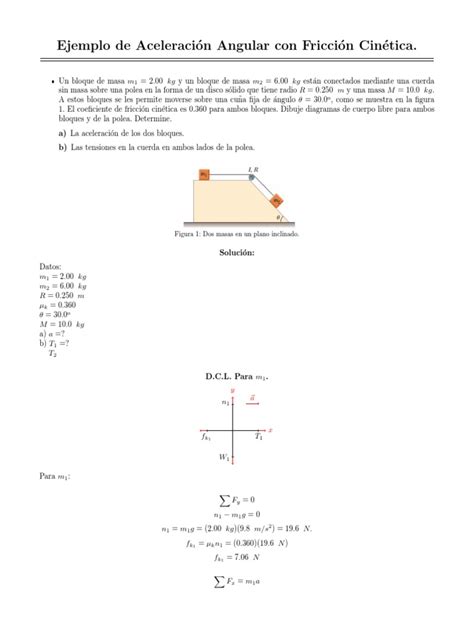 Ejemplo Aceleracion Angular Pdf Mecanica Clasica Fuerza