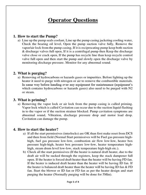 Operator Questions Pdf Pump Energy Technology