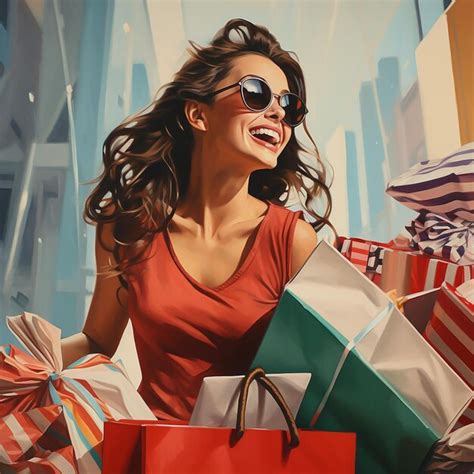 Imagen renderizada en 3d de una chica que tiene adicción a las compras Foto Premium