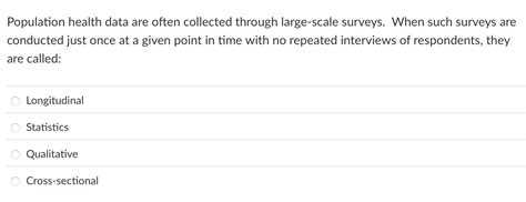 Solved Population Health Data Are Often Collected Through