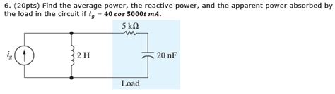 Solved Find The Average Power The Reactive Power And The Chegg